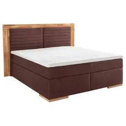 Boxspringbett Home Affaire "Cup", braun, B:190cm L:206cm, Bezug: Luxus-Microfaser (100% Polyester);Bezug: Microfaser (100% Polyester), Komplettbetten, Boxspringbett, mit Massivholzrahmen, mit Topper, in 2 H&auml;rtegraden, in 3 Breiten