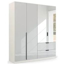 Dreht&uuml;renschrank Rauch "Kleiderschrank Schrank Garderobe Ankleide MODERN BY QUADRA SPIN", wei&szlig; (alpinwei&szlig;, glas kristallwei&szlig;), B:181cm H:210cm T:54cm, Holzwerkstoff, Schr&auml;nke, Dreht&uuml;renschrank, mit Spiegel und hochwertiger Glasfront, Stangengriff MADE IN GERMANY