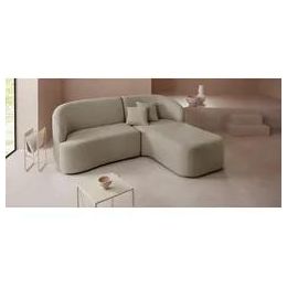 Ecksofa "Dilara L-Form", beige (dunkelbeige), B:200cm H:87cm T:165cm, Struktur fein 100% Polyester);Samtoptik (100% Polyester);Boucl&eacute; (100% Polyester), LeGer Home by Lena Gercke, Sofas, Ecksofa, gerundete R&uuml;ckenlehne und Front, in 3 Bezugsqualit&auml;ten
