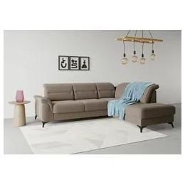 Sit & More Ecksofa SIT & MORE "Sinatra L-Form", grau (taupe), B:251cm H:85cm T:220cm, 90% Polyester, 10% Polyamid, Sofas, Ecksofa, mit Ottomane, optional mit Kopfteilverstellung und Armteilfunktion