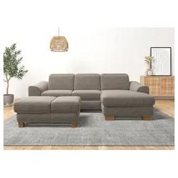 Ecksofa Home Affaire "Dundee L-Form", grau (taupe), B:264cm H:86cm T:170cm, Flachgewebe (100% Polyester), Sofas, Ecksofa, wahlweise mit Kopfteilverstellung und zus&auml;tzlich mit Bettfunktion