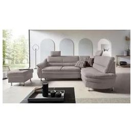 Ecksofa Home Affaire "Cardoso L-Form", grau, B:250cm H:90cm T:175cm, Struktur impr&auml;gniert (100% Polyester);Luxus-Microfaser ALTARA NUBUCK (100% Polyester);Struktur (52% Polyester, 35% Polyacryl, 13% Baumwolle);Luxus-Microfaser weich (90% Polyester, 10% Polyamid), Sofas, Ecksofa, Federkern, wahlweise mit Bett, Schubkasten
