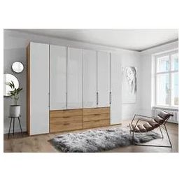 Kleiderschrank Wiemann "Monaco", braun (bianco, eiche, nachbildung, glas wei&szlig;), B:295,3cm H:236cm T:58cm, Floatglas, Holzwerkstoff, Schr&auml;nke, Kleiderschrank, mit Teil-Glasfront sowie hochwertige Beschl&auml;ge inkl. D&auml;mpfung