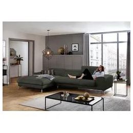 Ecksofa W.Schillig "piedroo, Designsofa mit tollem Sitzkomfort, elegant und bequem, L-Form", gr&uuml;n (hunter r66), B:343cm H:70cm T:193cm, Chenille-Flachgewebe R66 (85% Polyester, 15% Nylon), Sofas, Ecksofa, Kopfteilverstellung, wahlweise mit Sitztiefenverstellung, Breite 343cm
