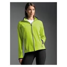 Trainingsjacke TRIGEMA "TRIGEMA Praktische Sportjacke aus Microfaser", Damen, Gr. XXL, gelb (lemon), Strick, 92% Polyester, 8% Elastan, lang, Jacken Trainingsjacke