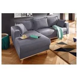 Ecksofa Home Affaire "Edina L-Form", grau, B:228cm H:83cm T:151cm, Webstoff (100% Polyester);Baumwollmix (50% Baumwolle, 50% Polyester);Baumwollmix (50% Baumwolle, 50% Polyester), Sofas, Ecksofa, auch in Baumwollmix-Bezug, im skandinavischem Stol