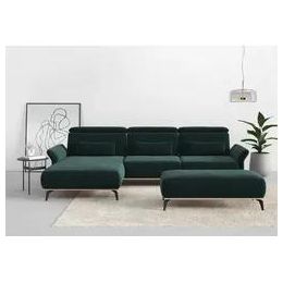 Ecksofa Home Affaire "Fjord L-Form", gr&uuml;n (dunkelgr&uuml;n), B:324cm H:93cm T:184cm, 100% Polyester, Sofas, Ecksofa, massiv, wahlweise mit Armlehnfunktion, Kopf- Sitztiefenverstellung