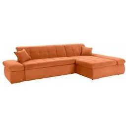 Ecksofa DOMO collection "NMoric XXL, B/T/H: 300/172/80cm, L-Form", orange (terrakotta), B:300cm H:80cm T:172cm, Chenille (85% Polyester, 15% Acryl);Luxus-Microfaser (100% Polyester);Struktur ( 100% Polyester);Microfaser PRIMABELLE (100% Polyester), Sofas, Ecksofa, wahlweise mit Bettfunktion und Armlehnverstellung