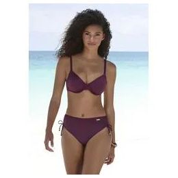 B&uuml;gel-Bikini-Top Lascana "Italy", Damen, Gr. 38, Cup D, rot (bordeaux), Microfaser, Polyamid, unifarben, Bikini-Oberteile, seitlich zu raffen