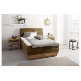 Boxspringbett OTTO HOME "JENNA in verschiedenen Farben und Breiten erh&auml;ltlich", braun (bronzo), B:164cm L:216cm, Komplettbetten, Boxspringbett, LED-Beleuchtung, mit zertifizierten, recycelten Bezugsstoffen