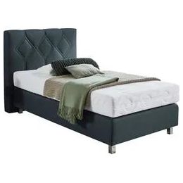 Boxspringbett "Ph&ouml;nix", grau (charcoal), B:115cm L:210cm, Bezug Bett: Microvelours (100% Polyester) oder Feinstruktur (100% Polyester);Bezug Bonnell-Federkernmatratze: 100% Polyester;Bezug Kaltschaummatratze: 100% Polyester;Bezug Tonnentaschenfederkernmatratze: 80% Baumwolle, 20%Polyester, Westfalia Schlafkomfort, Komplettbetten, Boxspringbett