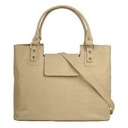 Henkeltasche CLUTY, Damen, Gr. B/H/T: 30cm x 20cm x 6cm onesize, beige, Leder, Reptilienpr&auml;gung, Taschen, echt Leder, Made in Italy