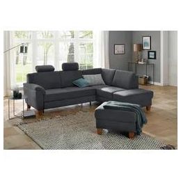 Ecksofa Home Affaire "Alta L-Form", grau (anthrazit), B:250cm H:89cm T:201cm, Struktur ( 100% Polyester);Struktur fein ( 100% Polyester);Luxus-Microfaser ALTARA NUBUCK (100% Polyester), Sofas, Ecksofa, mit Federkern und Kontrastnaht, F&uuml;&szlig;e Buche eichefarben