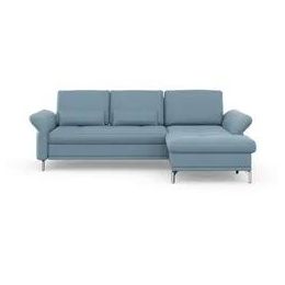 Ecksofa Home Affaire "Palm Beach L-Form", blau (hellblau), B:269cm H:89cm T:175cm, 98%Polyester, 2%Polyamid, Sofas, Ecksofa, Federkern, mit Sitztiefenverstellung, wahlweise mit Bettfunktion