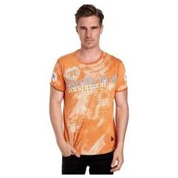 T-Shirt Rusty Neal, Herren, Gr. M, orange, 100% Baumwolle, bedruckt, normal, Rundhals, Shirts T-Shirt, mit toller Batik-Optik