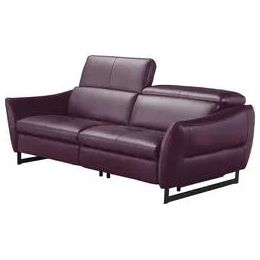 2,5-Sitzer Egoitaliano "Dafne, elegantes Designsofa mit hohem Sitzkomfort", rot (cherry), B:208cm H:97cm T:108cm, Leder NUVOLE (Echtes Rindsleder). Halbnat&uuml;rliches, halbnarbiges Rindsleder mit einer nat&uuml;rlichen K&ouml;rnung von 1, 2 bis 1, 4 mm. Dieses Leder hat eine weiche, wachsartige Haptik mit mattem Aussehen und einem Wolkeneffekt. Es handelt sich um ein Naturleder, das die urspr&uuml;nglichen Eigensch