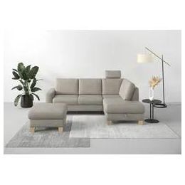 Ecksofa Home Affaire "Summer L-Form", grau (steel), B:236cm H:91cm T:170cm, 95% Polyester, 5% Polyamid, Sofas, Ecksofa, mit Ottomane, wahlweise mit Bettfunktion und Bettkasten, Cord-Bezug