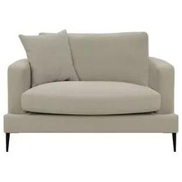 Sessel Home Affaire "Cozy Loungesessel, Designersessel, Ma&szlig;e B/T/H: 91/97/80 cm", beige (dunkelbeige), B:91cm H:80cm T:97cm, Samtoptik (100% Polyester);Struktur (100% Polyester), Sessel, XXL-Sessel Einzelsessel, mit Metallbeinen und Zierkissen