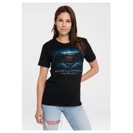 T-Shirt logoshirt "Batman v Superman - Justice", Damen, Gr. XS, schwarz, 100% Baumwolle, bedruckt, normal, Rundhals, Shirts T-Shirt, mit gro&szlig;em Superhelden-Print