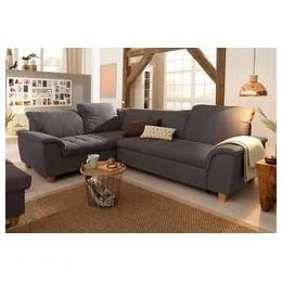 Ecksofa Home Affaire "Lyla fester Sitzkomfort, bequeme Armlehnen, Breite 275cm, L-Form", braun (schwarzbraun), B:275cm H:81cm T:214cm, Luxus-Microfaser Lederoptik (100% Polyester);Microfaser PRIMABELLE (100% Polyester);Feinstruktur weich (100% Polyester), Sofas, Ecksofa, wahlweise mit R&uuml;ckenfunktion und Bettfunktion