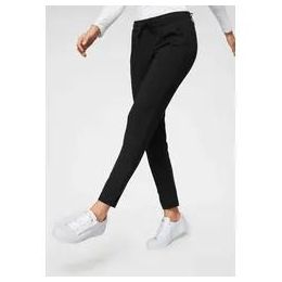 Jogger Pants Tom Tailor, Damen, Gr. 44, L&auml;nge 32, schwarz (deep schwarz), Jersey, Obermaterial: 60% Viskose, 34% Polyamid, 6% Elasthan, unifarben, l&auml;ssig geschnitten lang, Hosen, mit Bundfalten