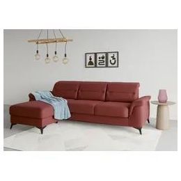 Sit & More Ecksofa SIT & MORE "Sinatra L-Form", rot (bordeaux), B:258cm H:85cm T:170cm, 100% Polyester, Sofas, Ecksofa, mit Recamiere, optional mit Kopfteilverstellung und Armteilfunktion