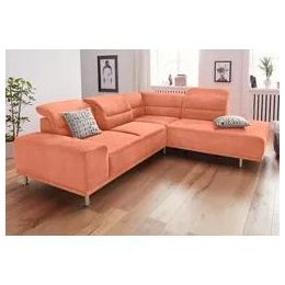 Sit & More Ecksofa SIT & MORE "Mariola L-Form", orange (terrakotta), B:263cm H:93cm T:234cm, Luxus-Microfaser (100% Polyester);Struktur (100% Polyester);Luxus-Microfaser ALTARA NUBUCK (100% Polyester), Sofas, Ecksofa, mit Federkern und Ottomane, inklusive Sitztiefenverstellung