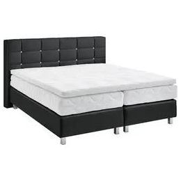 Boxspringbett, schwarz (scwarz), B:215cm L:210cm, Bezug: Kunstleder, Polyurethan;Polsterung: 100% Polyester, Westfalia Schlafkomfort, Komplettbetten, Boxspringbett, mit Kn&ouml;pfen in Kristalloptik, wahlweise mit Topper
