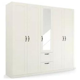 Dreht&uuml;renschrank Rauch "Kleiderschrank Schrank Garderobe Ankleide COTTAGE BY QUADRA SPIN", wei&szlig; (alpinwei&szlig;), B:226cm H:210cm T:54cm, Holzwerkstoff, Schr&auml;nke, Dreht&uuml;renschrank, in skandinavischem Landhausstil, mit Schubladen und Spiegel