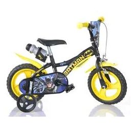 Kinderfahrrad DINO BIKES "12" Batman stabiler Stahl-Rahmen, St&uuml;tzr&auml;der, kindgerecht" Gr. 21, schwarz, Fahrr&auml;der, Kinder, 21cm, 12 Zoll (30,48cm), mit St&uuml;tzr&auml;dern, Trinkflasche und Frontschild