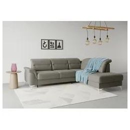 Sit & More Ecksofa SIT & MORE "Sinatra L-Form", braun (schlamm), B:251cm H:85cm T:220cm, 100% Polyester, Sofas, Ecksofa, mit Ottomane, optional mit Kopfteilverstellung und Armteilfunktion