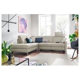 Ecksofa 3C Candy "Mainau modern und elegant, mit gutem Sitzkomfort, L-Form", grau (platin), B:257cm H:89cm T:220cm, Struktur ( 100% Polyester);Luxus-Microfaser weich: 98% Polyester, 2% Nylon, ;Struktur weich (mit Wasser zu reinigen): 16% Baumwolle, 79% Polyester, 5% Polyacryl, Sofas, Ecksofa, wahlweise mit elektrischer Relaxfunktion, Federkern