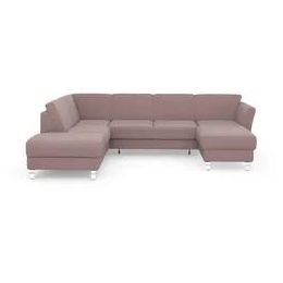 Sit & More Wohnlandschaft SIT & MORE "Visby U-Form", rosa (altrosa), B:303cm H:87cm T:213cm, Sofas, Wohnlandschaft, Wahlweise mit Bettfunktion und Stauraum, frei im Raum stellbar