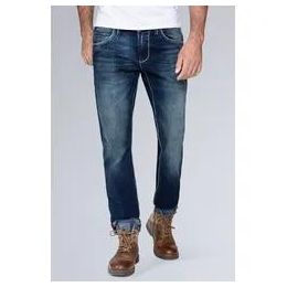 Regular-fit-Jeans CAMP DAVID, Herren, Gr. 33, L&auml;nge 36, blau, Denim/Jeans, Material: 99% Baumwolle, 1% Elasthan, Zusatz: Enth&auml;lt nichttextile Teile tierischen Ursprungs, leichte Abriebeffekte, regular fit, Jeans, mit Kontrast-Riegel