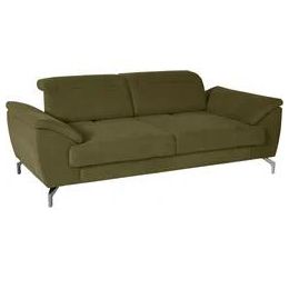 Sit & More 2,5-Sitzer SIT & MORE "Percy", gr&uuml;n, B:207cm H:80cm T:112cm, Sofas, 15 cm Fu&szlig;h&ouml;he, Sitztiefenverstellung, wahlweise Kopfteilverstellung