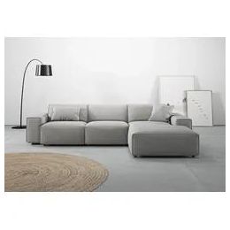 Ecksofa Home Affaire "Glimminge auch in Breitcord, Feincord, Boucl&eacute; + Easy care-Bezug", grau (light grau), B:294cm H:71cm T:191cm, 100% Polyester, Sofas, Ecksofa, L-Form, Breite 294, Zierkissen