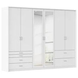 Dreht&uuml;renschrank Rauch "Kleiderschrank Schrank Garderobe W&auml;scheschrank WILDBERG", wei&szlig; (alpinwei&szlig;), B:275cm H:212cm T:58cm, Holzwerkstoff, Schr&auml;nke, Dreht&uuml;renschrank, mit 6 Schubladen, obere Schublade mit Holz-Einteilung MADE IN GERMANY