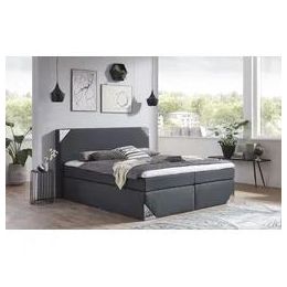 Boxspringbett, grau (charcoal), B:195cm L:210cm, Bezug Bett: Feinstruktur 100% Polyester;Matratze: Kaltschaum mit Bezug 100% Polyester;Topper: Komfortschaum mit Bezug 100% Polyester, Westfalia Schlafkomfort, Komplettbetten, Boxspringbett, mit Topper