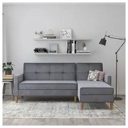 Ecksofa DOREL HOME "Lilly, L-Form", grau (anthrazit), B:212cm H:82cm T:153cm, Veloursstoff 100% Polyester, Sofas, Ecksofa, mit Bett-Funktion, Recamiere beidseitig montierbar, Sitzh&ouml;he 43 cm