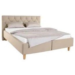Polsterbett Home Affaire "Sunley 100", beige, B:183cm L:210cm, Struktur (100% Polyester);Strukturstoff (100% Polyester), Betten, Polsterbett, Kreuzsteppung, Kopfteilh&ouml;he 102 cm, ohne oder mit Matratze/Lattenrost