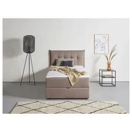 Boxbett Home Affaire "Kederleicht", grau (taupe), B:155cm L:213cm, Komplettbetten, Boxspringbett, inklusive Bettkasten & Topper, in 4 Breiten und 2 H&auml;rtegraden
