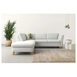 Ecksofa Home Affaire "Trelleborg L-Form", grau (hellgrau), B:252cm H:86cm T:213cm, 100% Polyester, Sofas, Ecksofa, Federkern-Polsterung, wahlweise mit Schlaffunktion und Stauraum
