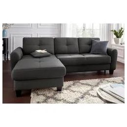 Sit & More Ecksofa SIT & MORE "Varese L-Form", grau (anthrazit), B:253cm H:91cm T:167cm, Bedruckte Microfaser (100% Polyester);Luxus-Microfaser ALTARA NUBUCK (100% Polyester);Struktur (100% Polypropylen), Sofas, Ecksofa, mit Federkern, wahlweise mit Schlaffunktion und Stauraum