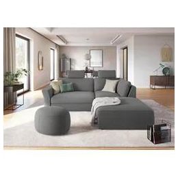 Sit & More Ecksofa SIT & MORE "Cadabra L-Form", grau, B:243cm H:80cm T:198cm, Samtoptik (100% Polyester);Soft clean (98% Polyester, 2% Polyamid);Struktur fein (100% Polyester), Sofas, Ecksofa, Breite 243 cm, inklusive Sitztiefenverstellung