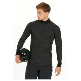 Funktionsshirt WHISTLER "Bishop", Herren, Gr. XXL, grau (dunkelgrau, meliert), 45% Wolle, 45% Polyester, 10% Elasthan, meliert, normal, ohne Ausschnitt, Shirts Funktionsshirt, mit w&auml;rmender Funktion