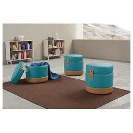 Hocker Egoitaliano "Tonder, Designhocker als Blickfang mit tollen Details", blau (t&uuml;rkis), B:50cm H:50cm T:50cm, Leder CAREZZA (echtes Rindsleder) ist ein Naturleder, dass die urspr&uuml;nglichen Eigenschaften der Haut nicht ver&auml;ndert. Das Vorhandensein von verheilten Narben, K&ouml;rnungsunterschiede, Falten, Adern, Unterschiede in den Farbt&ouml;nen und andere Spuren, die die Natur auf diesen Fellen hinterlass