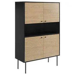 Highboard Salesfever "Torsby Stilvolle Hochkommode f&uuml;r extra Stauraum", beige (natur), B:100cm H:155cm T:40cm, Furnier, MDF, Metall, Sideboards, Highboard, Stauraumschrank im Scandi Design: 100cm Breite