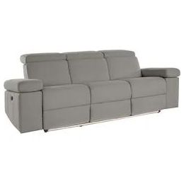 3-Sitzer Home Affaire "Kilado", grau, B:229cm H:98cm T:99cm, Struktur fein (95% Polyester 5%Nylon), Sofas, mit 2x Relaxfunktion, verstellbarer Armlehne, Kopfteilverstellung