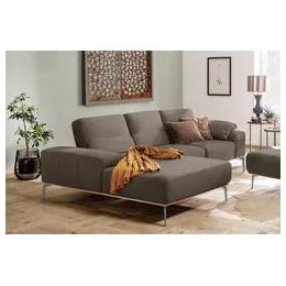 Ecksofa W.Schillig "run, Designsofa mit tollem Sitzkomfort, bequem, L-Form", braun (stone w82), B:279cm H:88cm T:178cm, Longlife Xtra-Leder Z73: Naturwalkleder der Luxusklasse aus den erlesensten Rohh&auml;uten. Hautst&auml;rke 1, 1 &ndash; 1, 3 mm;ROHLEDER Jacquard-Flachgewebe Q2 W60 (63% Polyester, 37% Polyacryl);ROHLEDER Chenille-Flachgewebe Q2 W77 (68% Polyacryl, 32% Polyester);Stoff S37 (100% Polyester), Sof