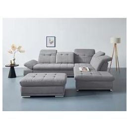 Ecksofa COTTA "Holiday L-Form mit Sitztiefen-, Armteil- und Kopfteilverstellung", grau (anthrazit), B:310cm H:86cm T:265cm, 100% Polyester, Sofas, Ecksofa, wahlweise mit Schlaffunktion & Bettkasten